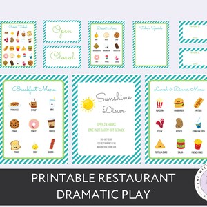 Printable Restaurant Dramatic Play, Pretend Play Diner Digital Download ...