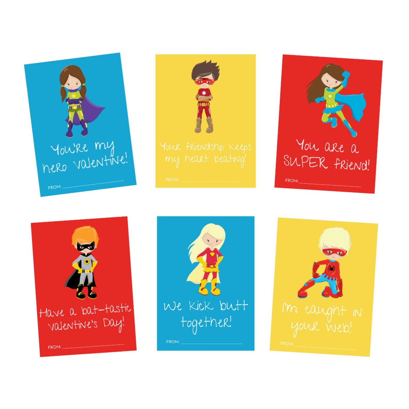 Superhero Valentines Day Card for Kids, Super Hero Printable Valentines ...