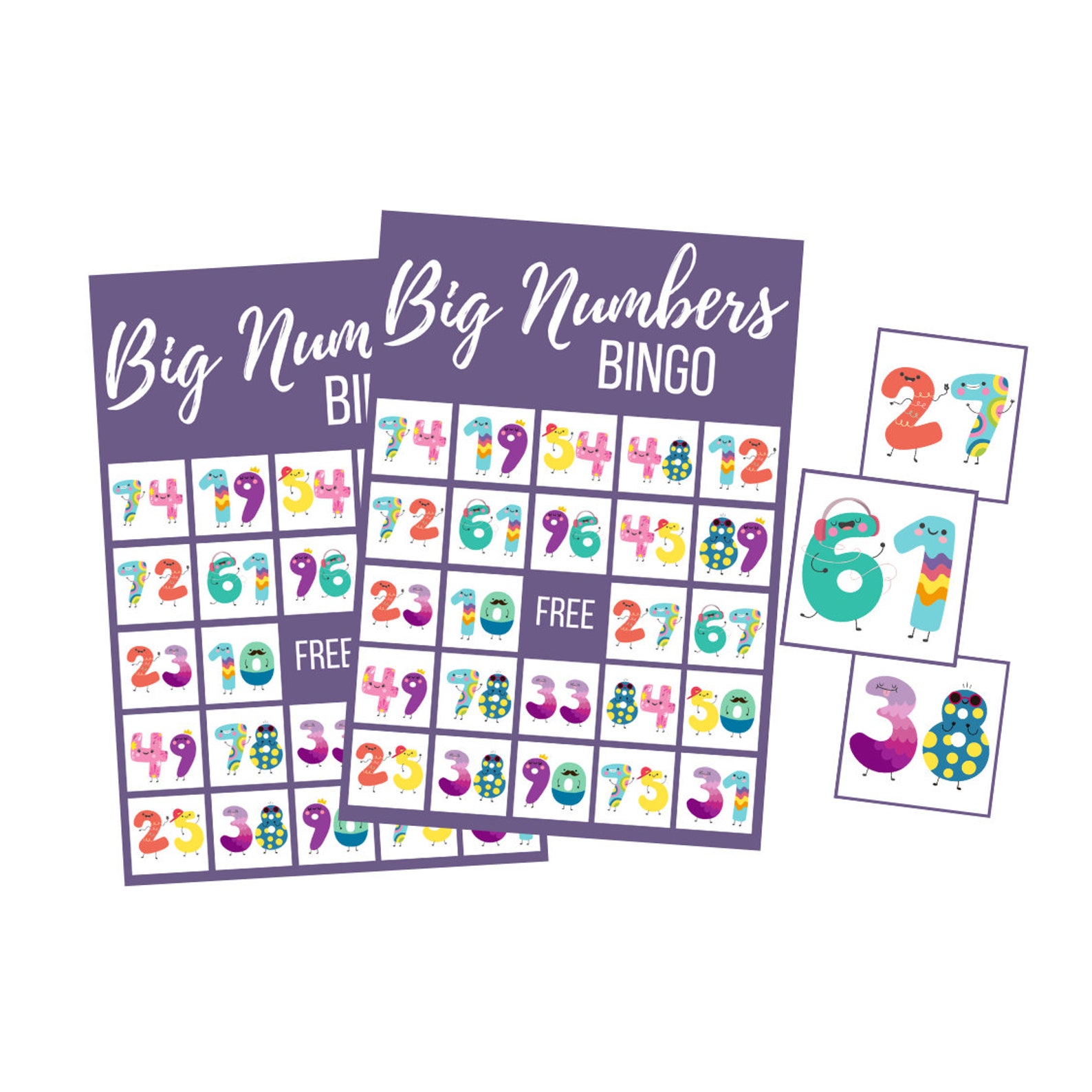 Printable Big Numbers BINGO Game, Homeschool Counting Digital Download ...