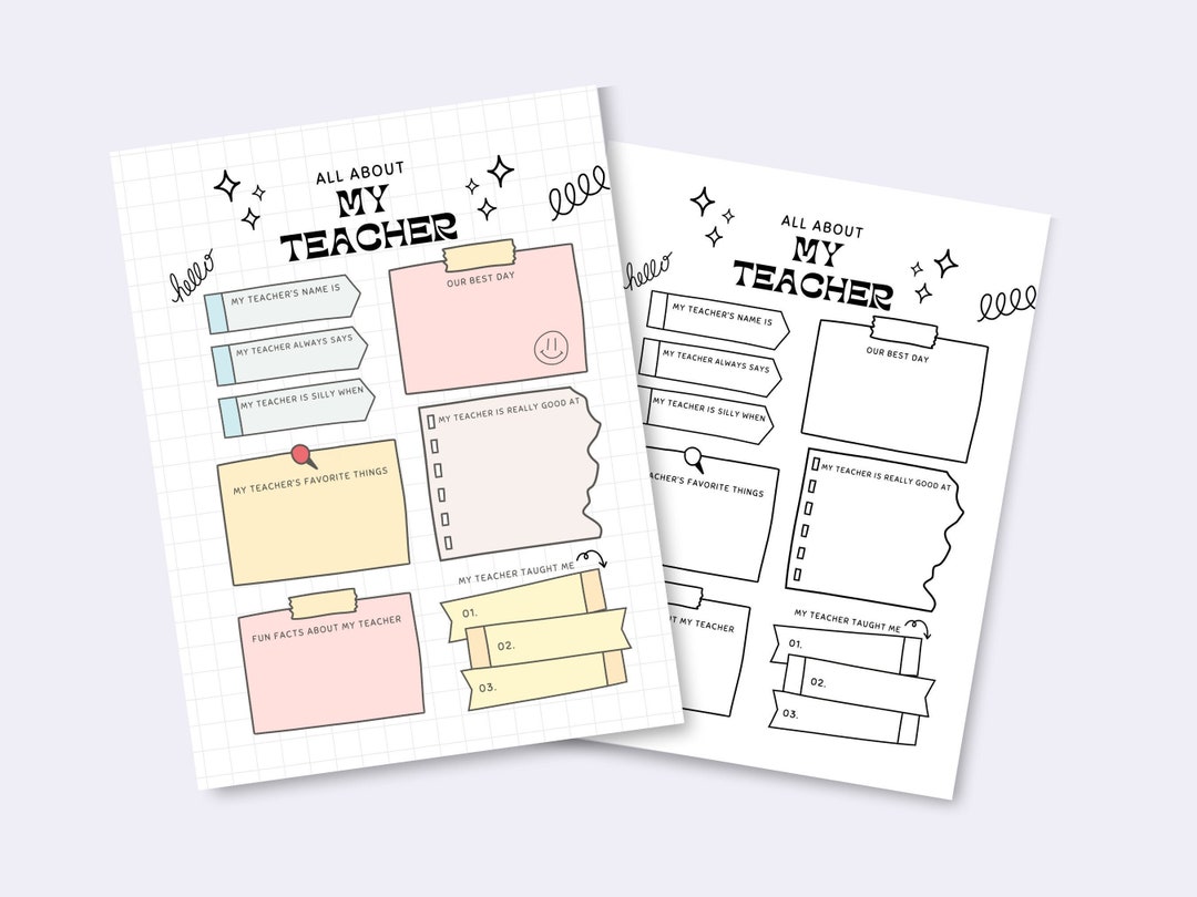 Teacher Appreciation Printable, All About My Teacher Interview, Last ...