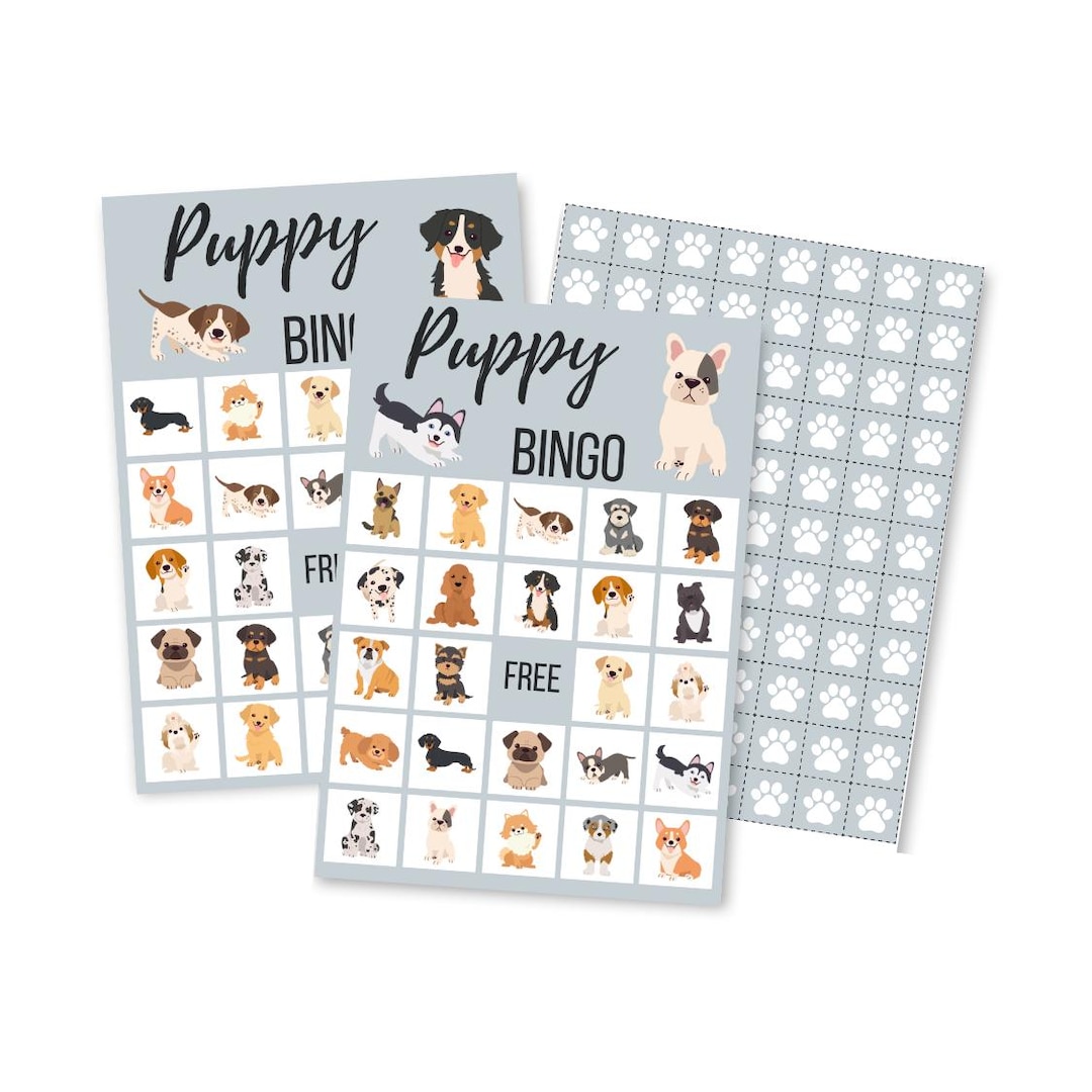 Printable Puppy BINGO Game, Cute Dog Digital Download, Kids Birthday ...
