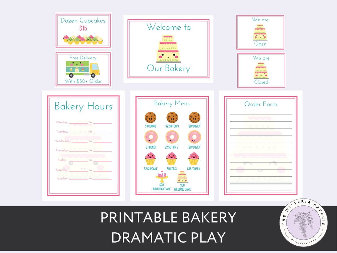 Printable Bakery Dramatic Play for Kids, Pretend Play Preschool ...