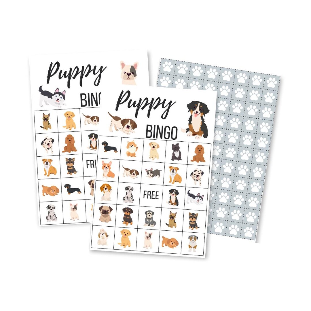 Printable Puppy BINGO Game, Cute Dog Digital Download, Kids Birthday ...