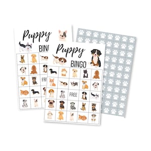 Printable Puppy BINGO Game, Cute Dog Digital Download, Kids Birthday ...
