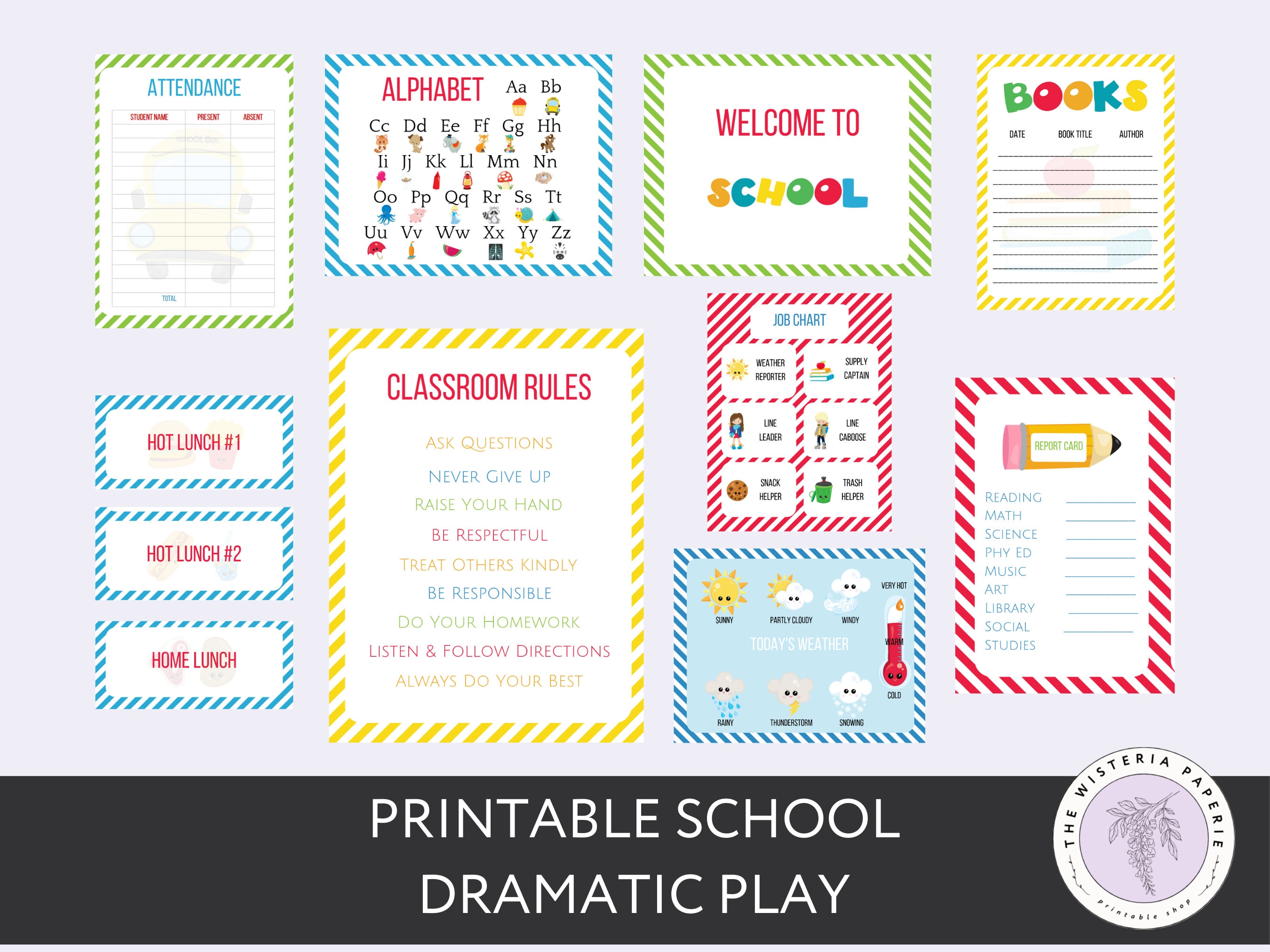 Printable School Dramatic Play for Kids, Classroom Pretend Play Digital ...