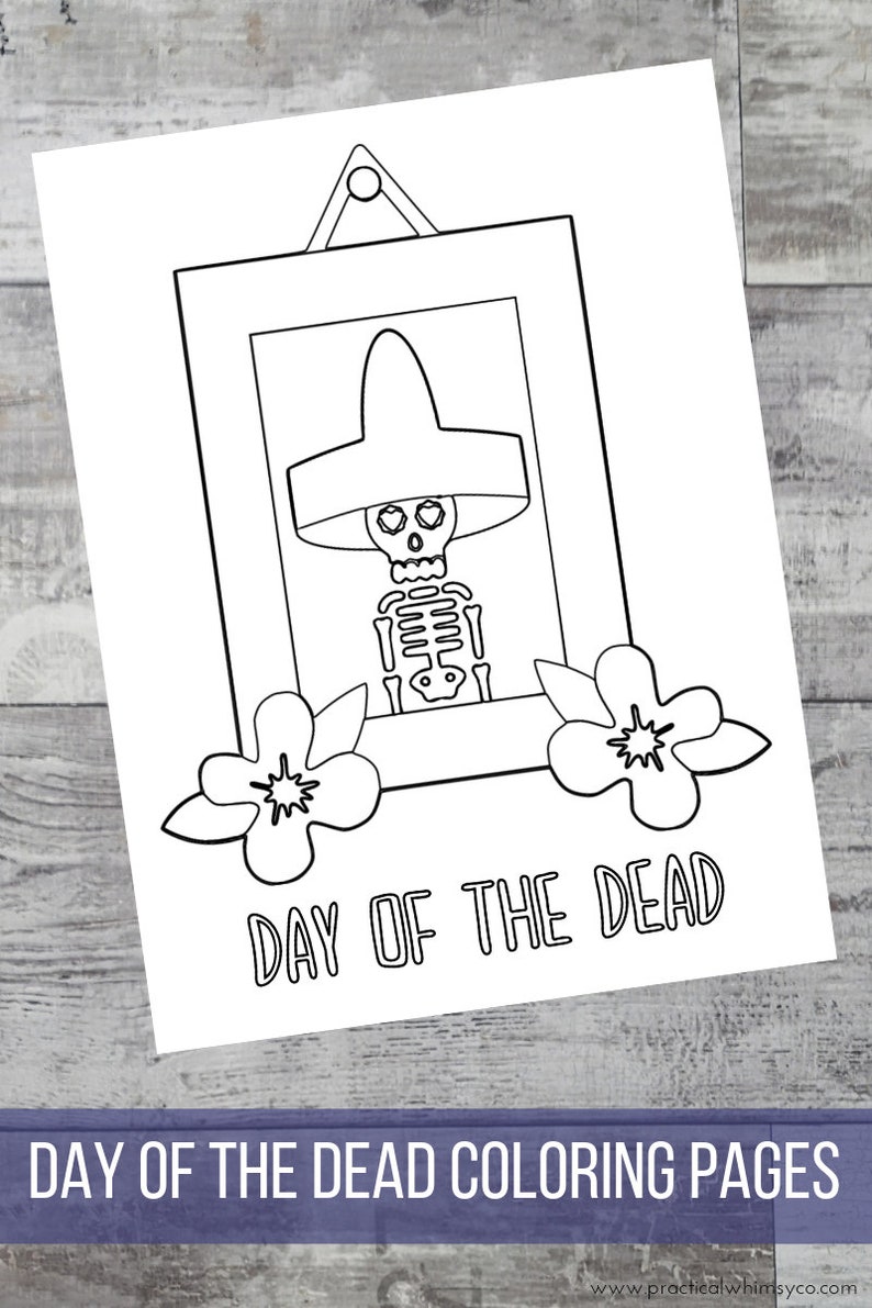 Day of the Dead Coloring Pages for Kids - Etsy