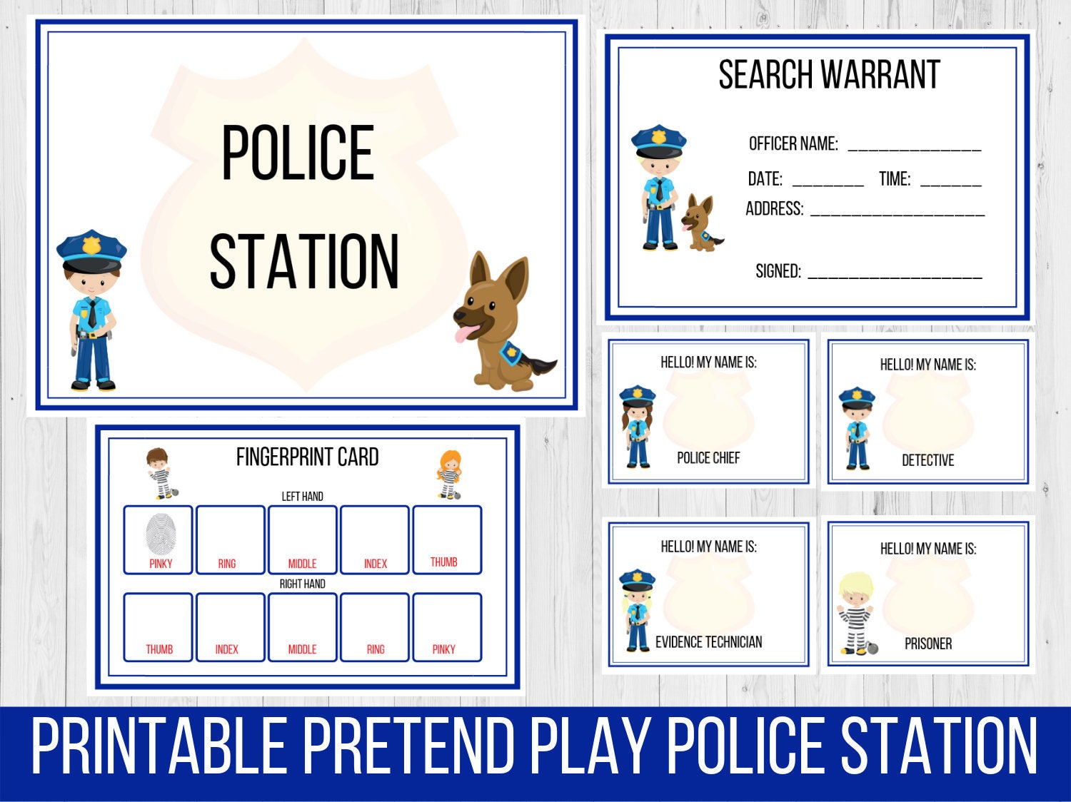 Printable Police Station Dramatic Play for Kids, Pretend Play Digital ...