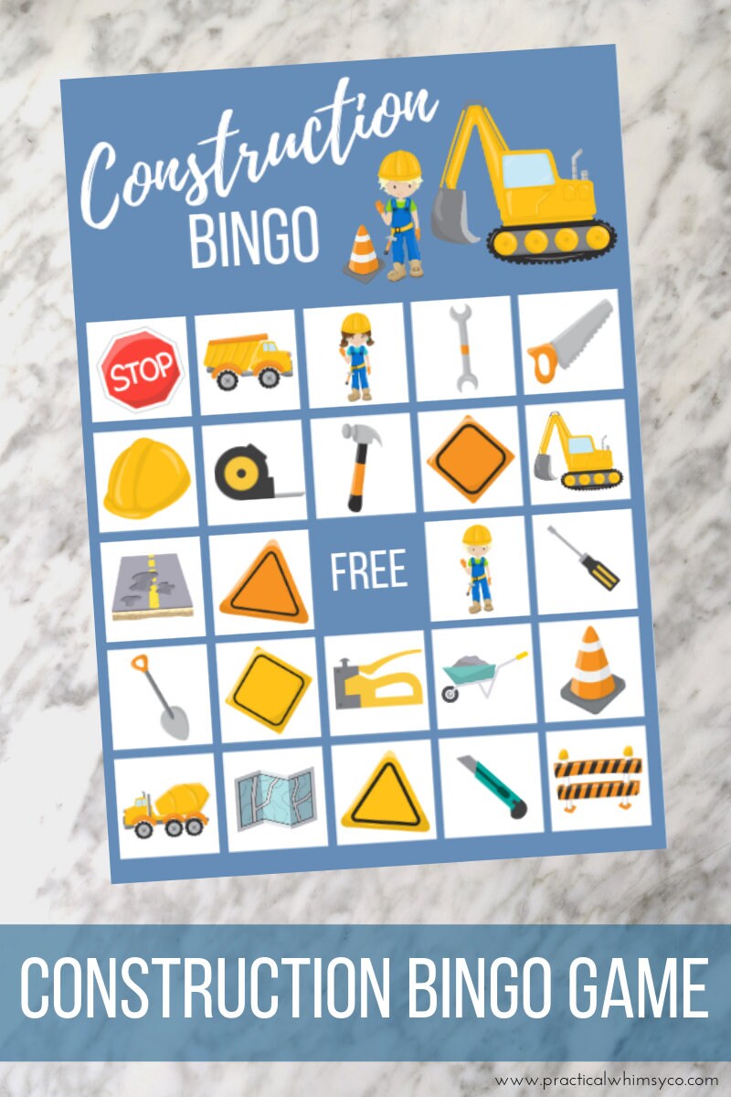 Printable Construction BINGO Cards, Birthday Party Digital Download ...