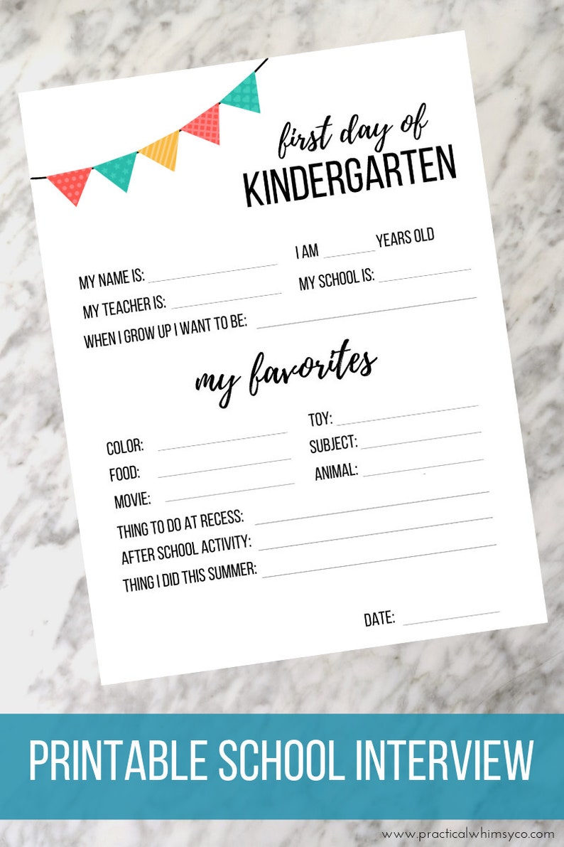 Back to School Interview Printable Kids First Day of School - Etsy