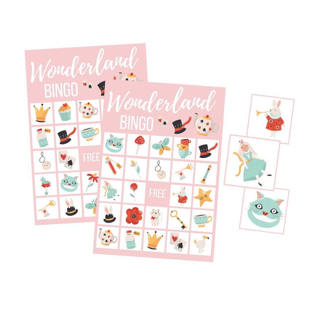 Wonderland BINGO Game for Kids, Printable Bingo Digital Download, Alice ...