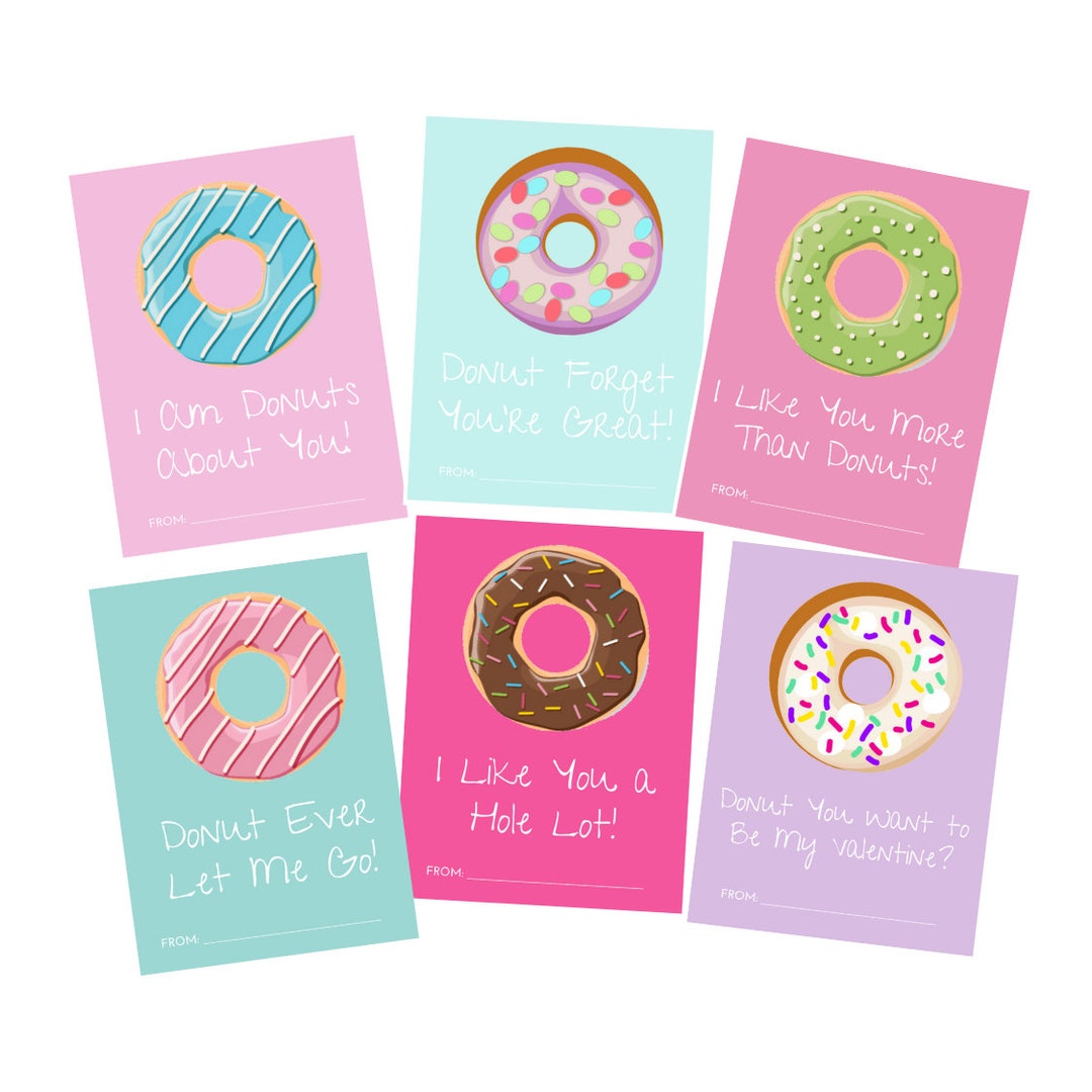Donut Valentines Day Card for Kids, Sprinkles Printable Valentines ...
