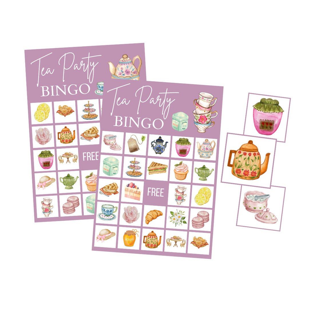 Tea Party BINGO Game, Printable Girl Birthday Party Digital Download ...