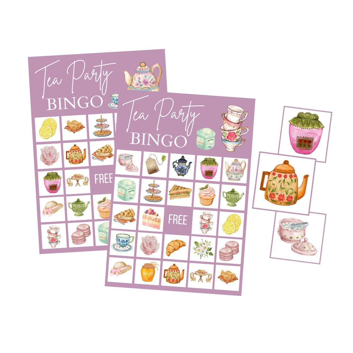 Tea Party BINGO Game, Printable Girl Birthday Party Digital Download ...