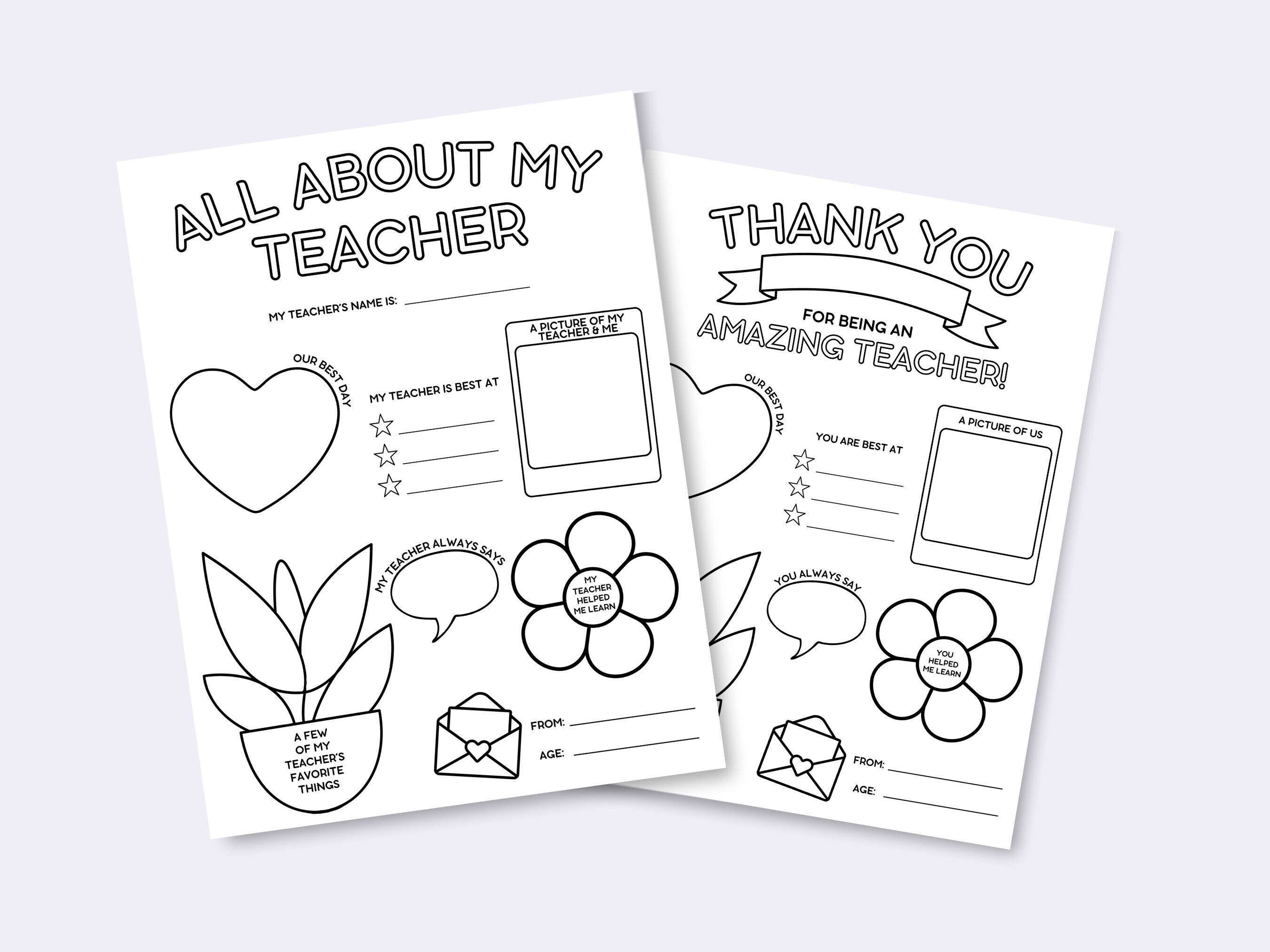 Teacher Appreciation Printable, All About My Teacher Interview, Last ...