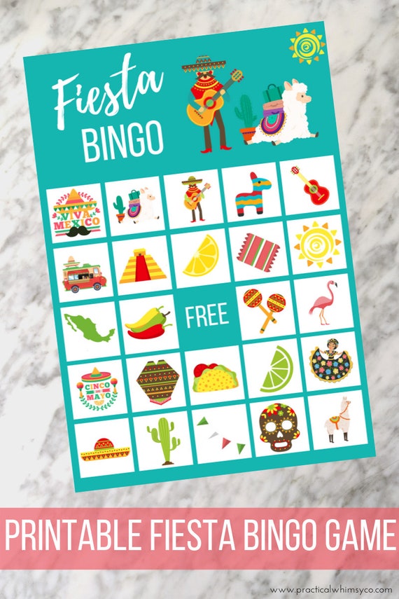 Fiesta Bingo, Mexican Bingo, Fiesta Game, Fiesta Bingo Cards, Cinco de ...