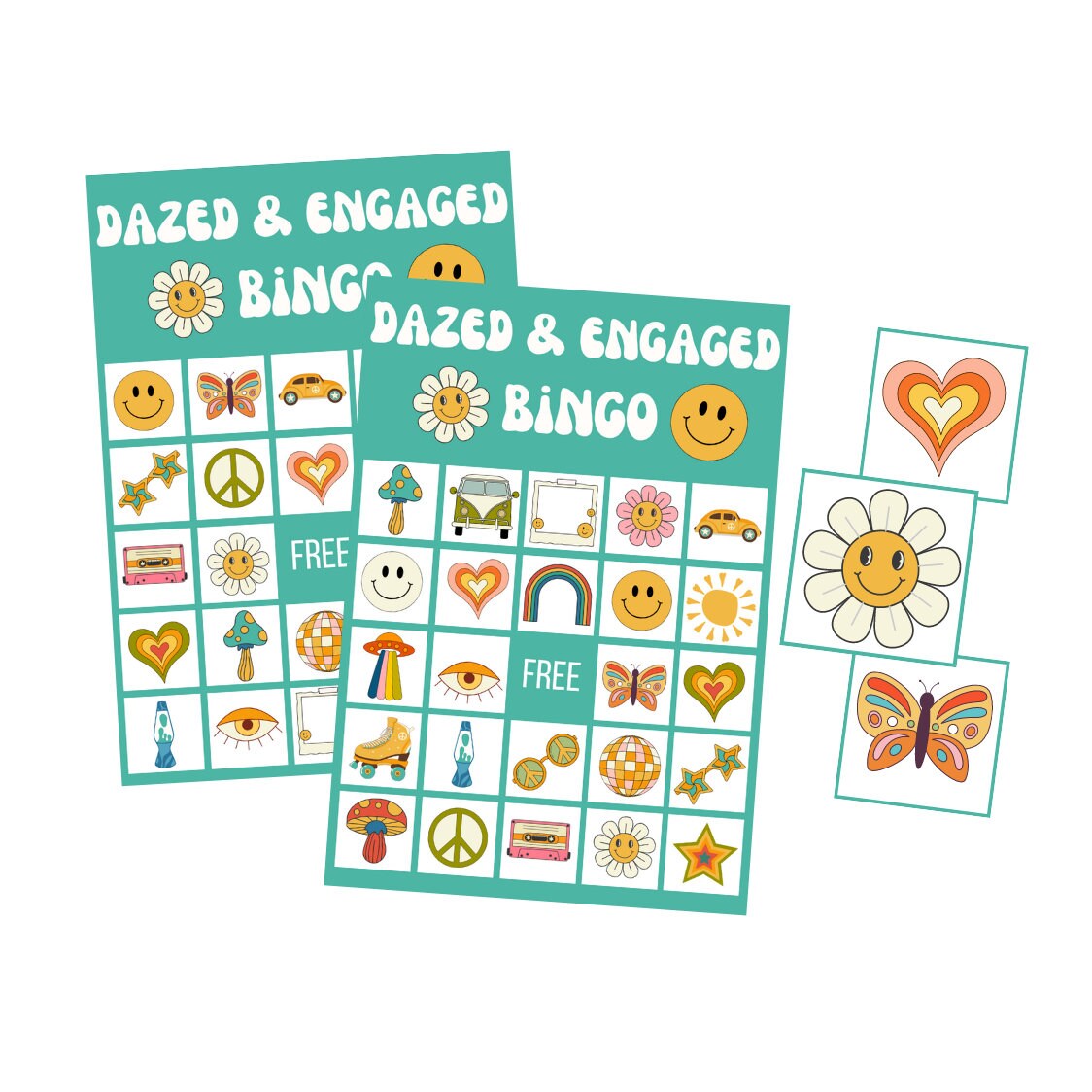 Dazed and Engaged BINGO Game Printable, Groovy, Retro Bachelorette ...