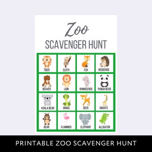Zoo Scavenger Hunt Printable for Kids, Field Trip Digital Download ...