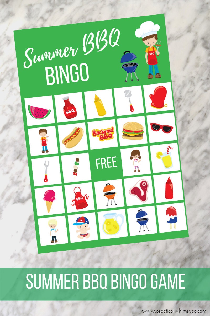 Printable Summer BINGO Game, Backyard BBQ Game Cards, Pool Party ...
