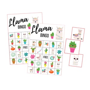 Printable Llama BINGO Game, Birthday Party Digital Download, Instant ...
