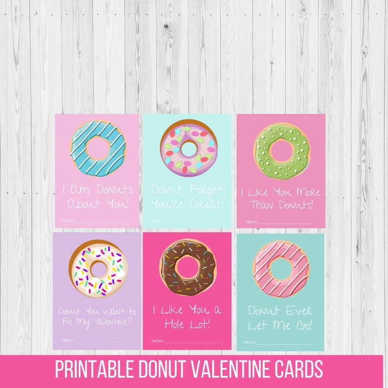 Donut Valentines Day Card for Kids, Sprinkles Printable Valentines ...