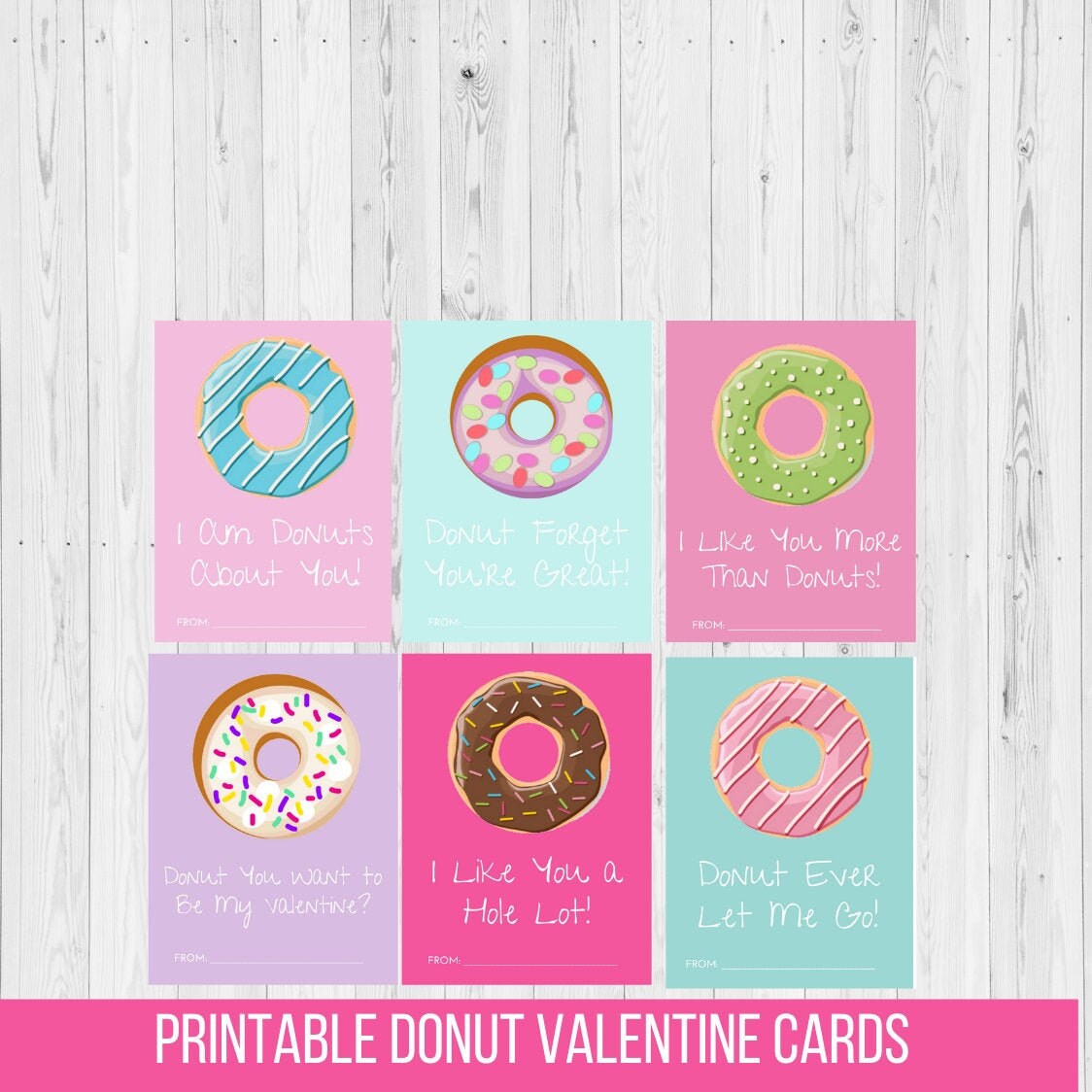 Donut Valentines Day Card for Kids, Sprinkles Printable Valentines ...
