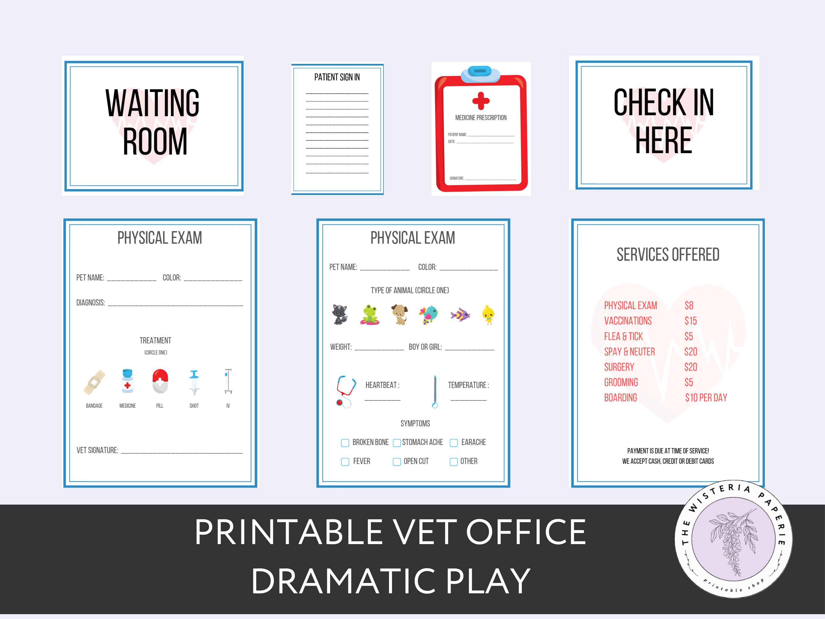 Printable Vet Clinic Dramatic Play for Kids, Pretend Play Digital ...
