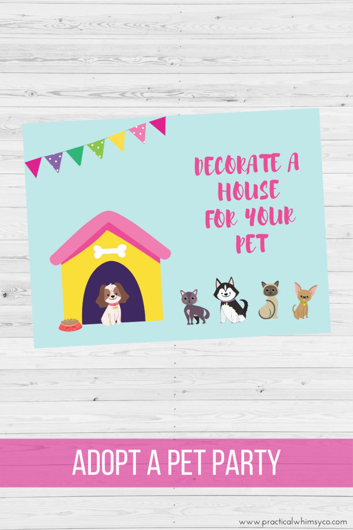 Adopt a Pet Party Printables Cat Party Adoption Certificate | Etsy