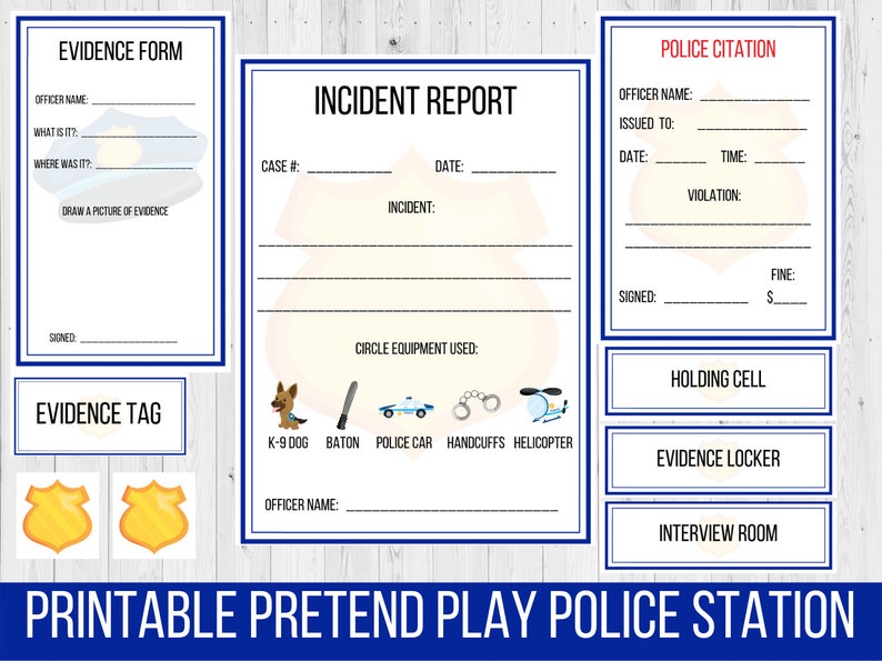 Printable Police Station Dramatic Play for Kids, Pretend Play Digital ...