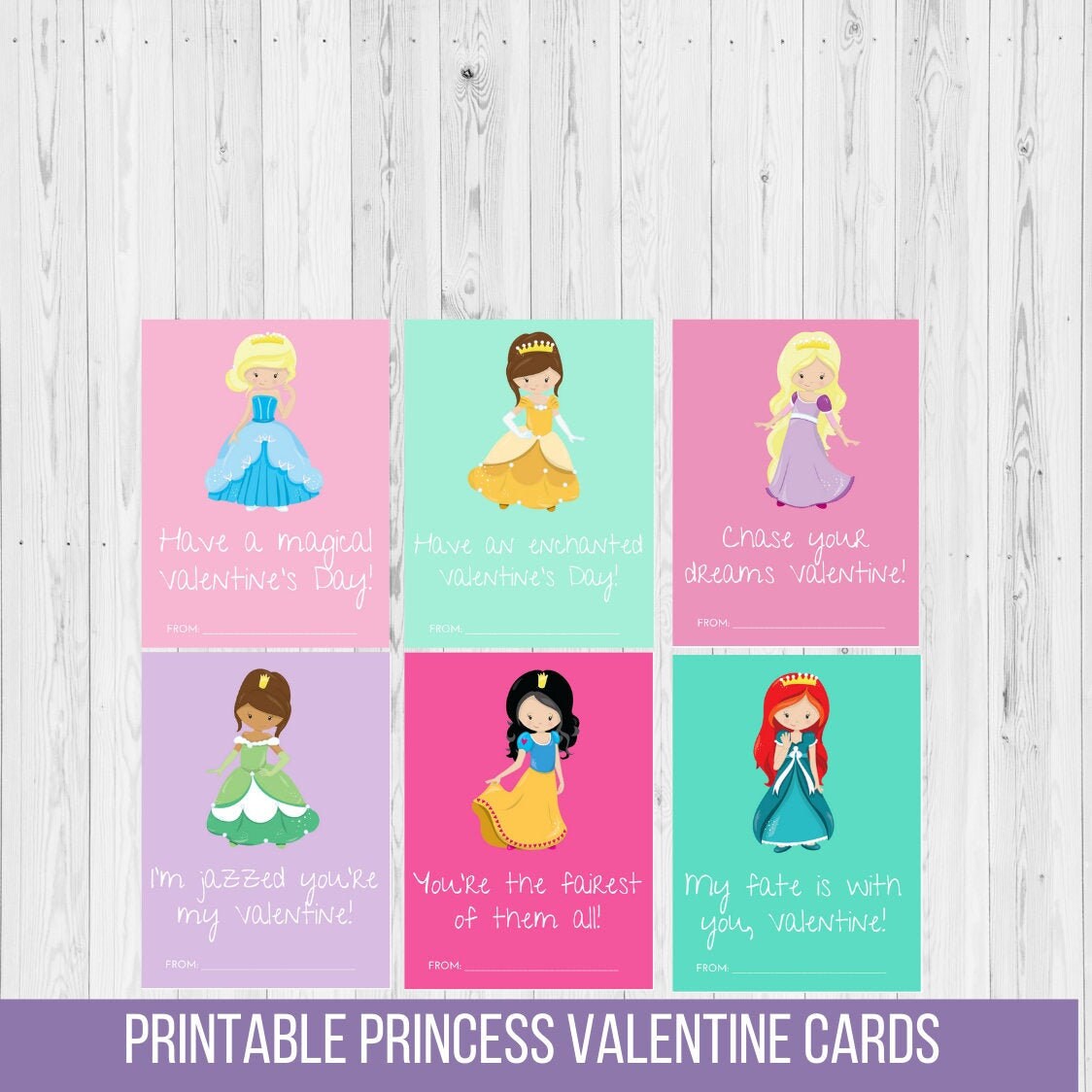 Princess Valentines Day Card for Kids Fairytale Printable | Etsy