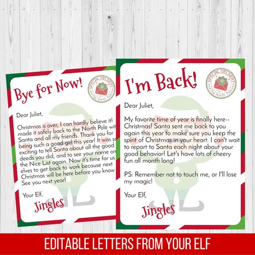 Editable Elf Letter Printable Letter From Elf Standard - Etsy