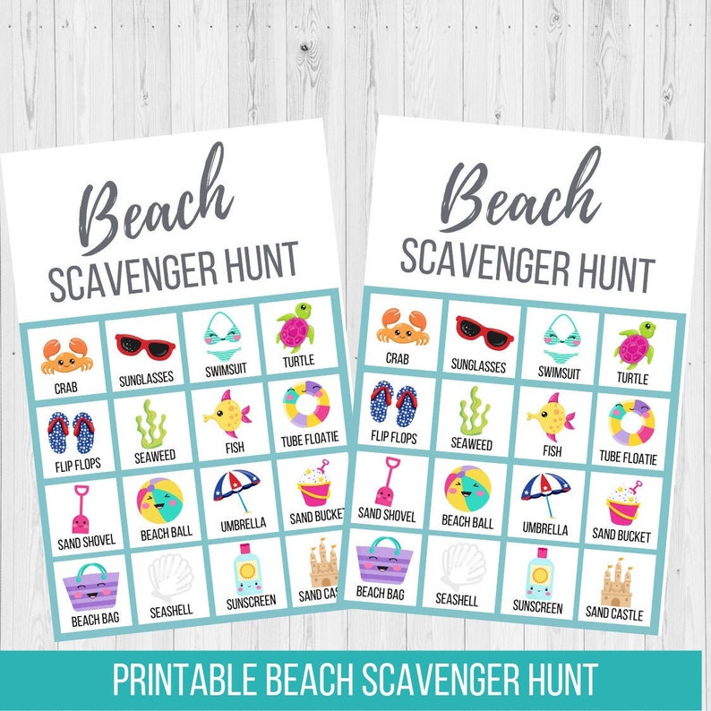 Beach Scavenger Hunt Printable for Kids, Field Trip Digital Download ...