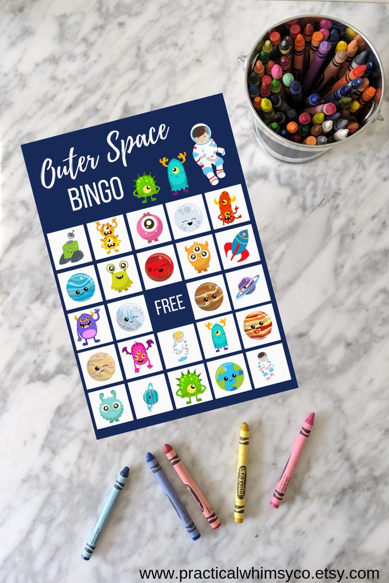 Printable Outer Space Party BINGO Cards for Birthday Game, Alien ...