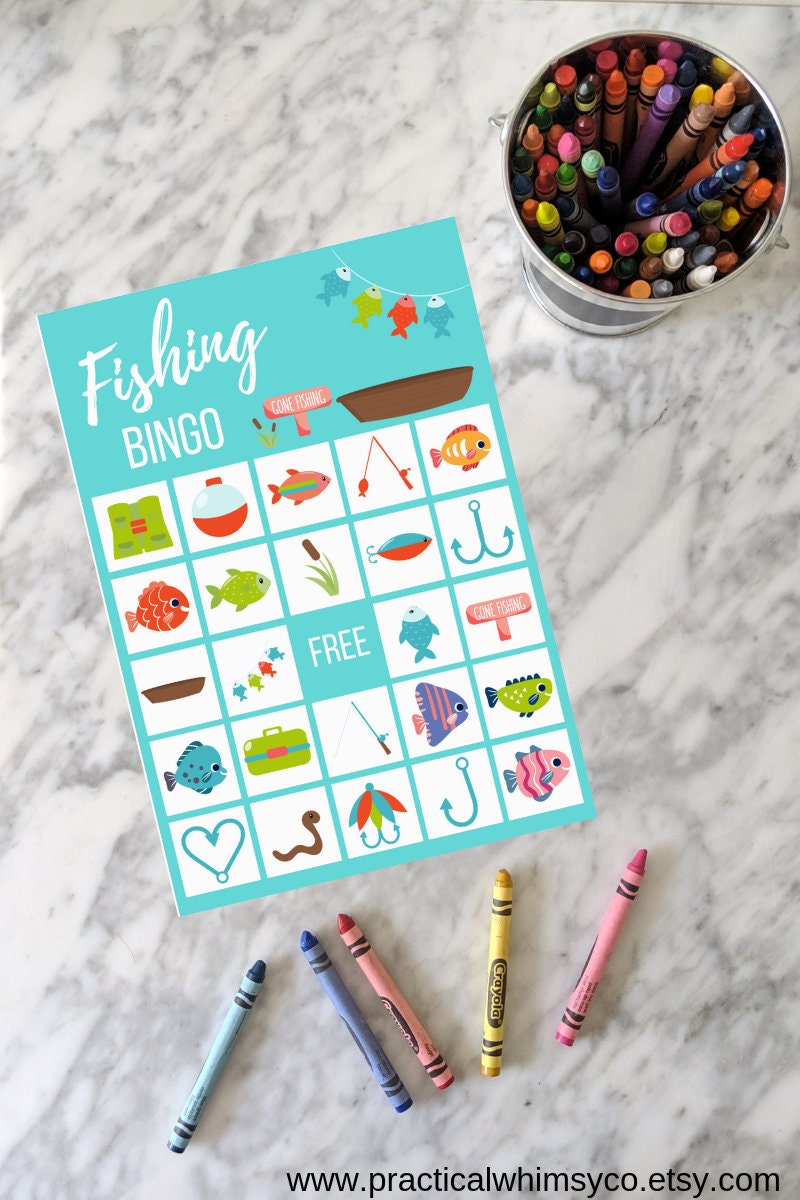 Printable Fishing BINGO Game, Gone Fishing Birthday Party Digital ...