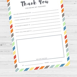 Teacher Appreciation Printable, All About My Teacher Interview, Last ...