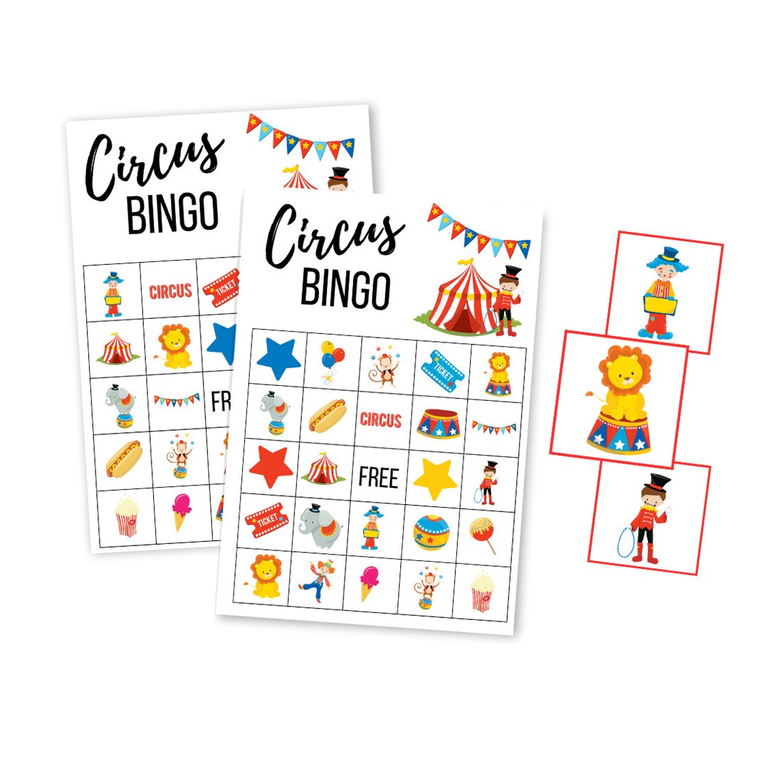 Circus BINGO Game Printable, Clown Instant Download, Digital Download ...