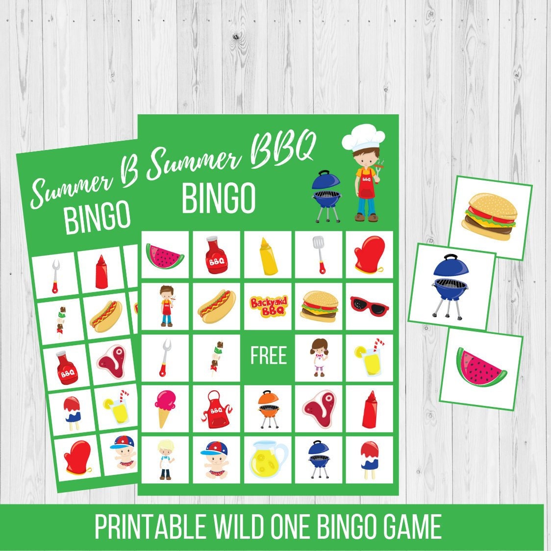 Printable Summer BINGO Game, Backyard BBQ Game Cards, Pool Party ...