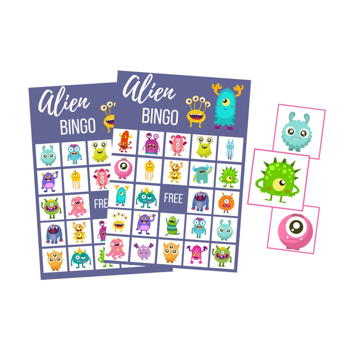 Printable Alien BINGO Cards, Outer Space Birthday Party Digital ...