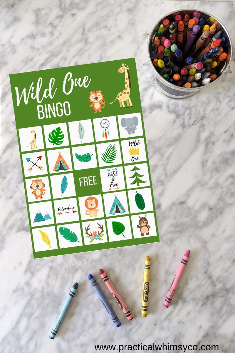Printable Wild One BINGO Game, First Birthday Party Digital Download ...