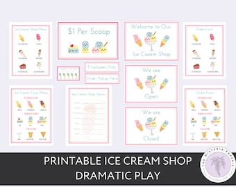 Dramatic/ Pretend Play Ice Cream Shop Printables for Kids - Etsy