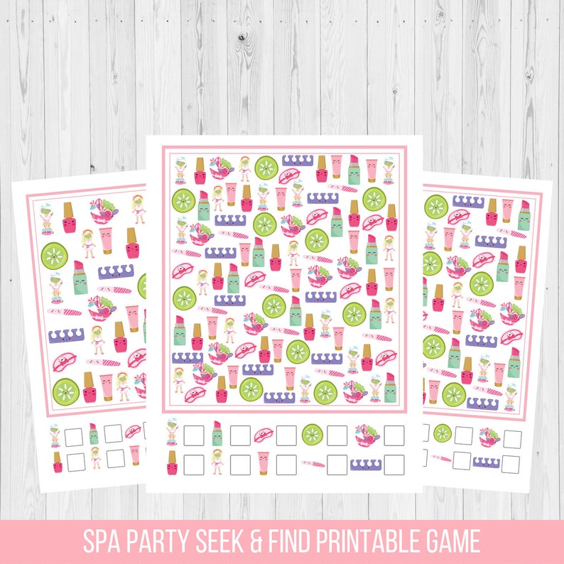 Printable Spa Party Seek and Find I Spy Birthday Party Game - Etsy