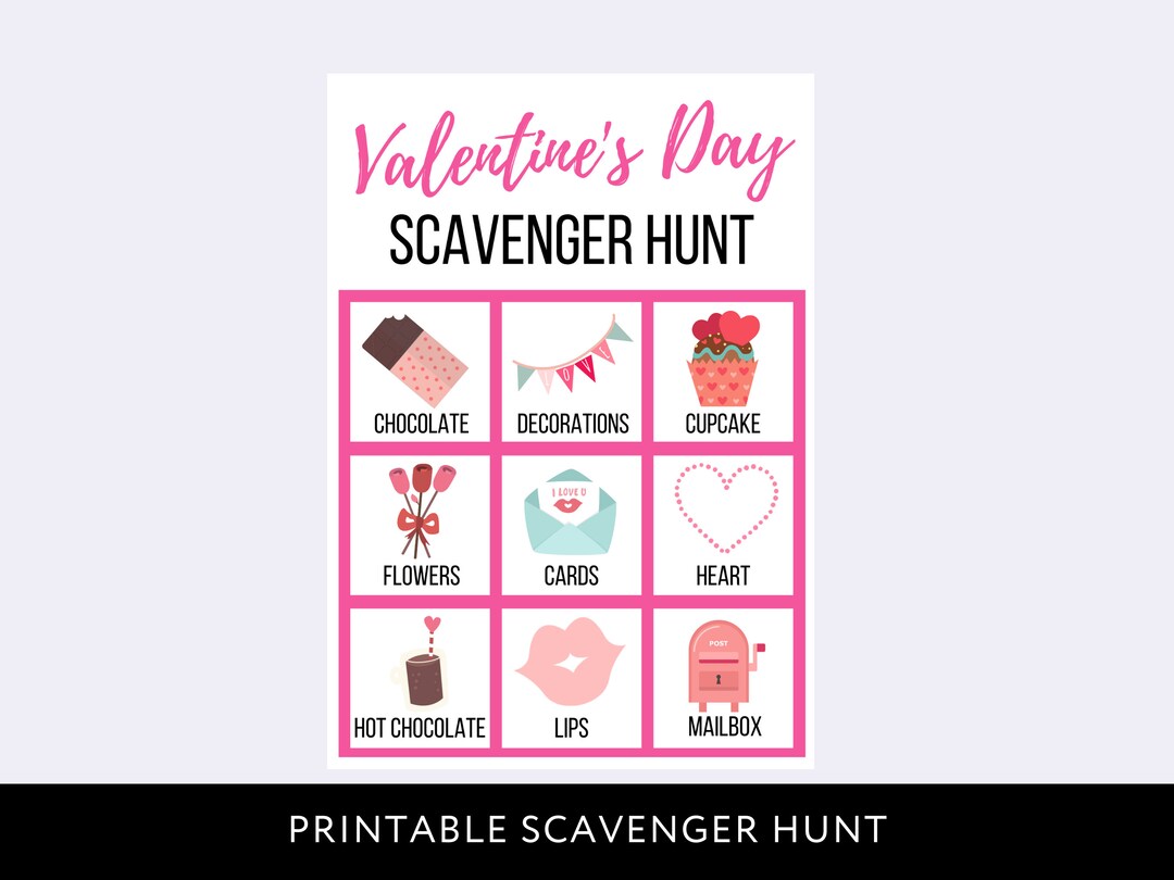 Valentine's Day Party Scavenger Hunt Printable for Kids - Etsy