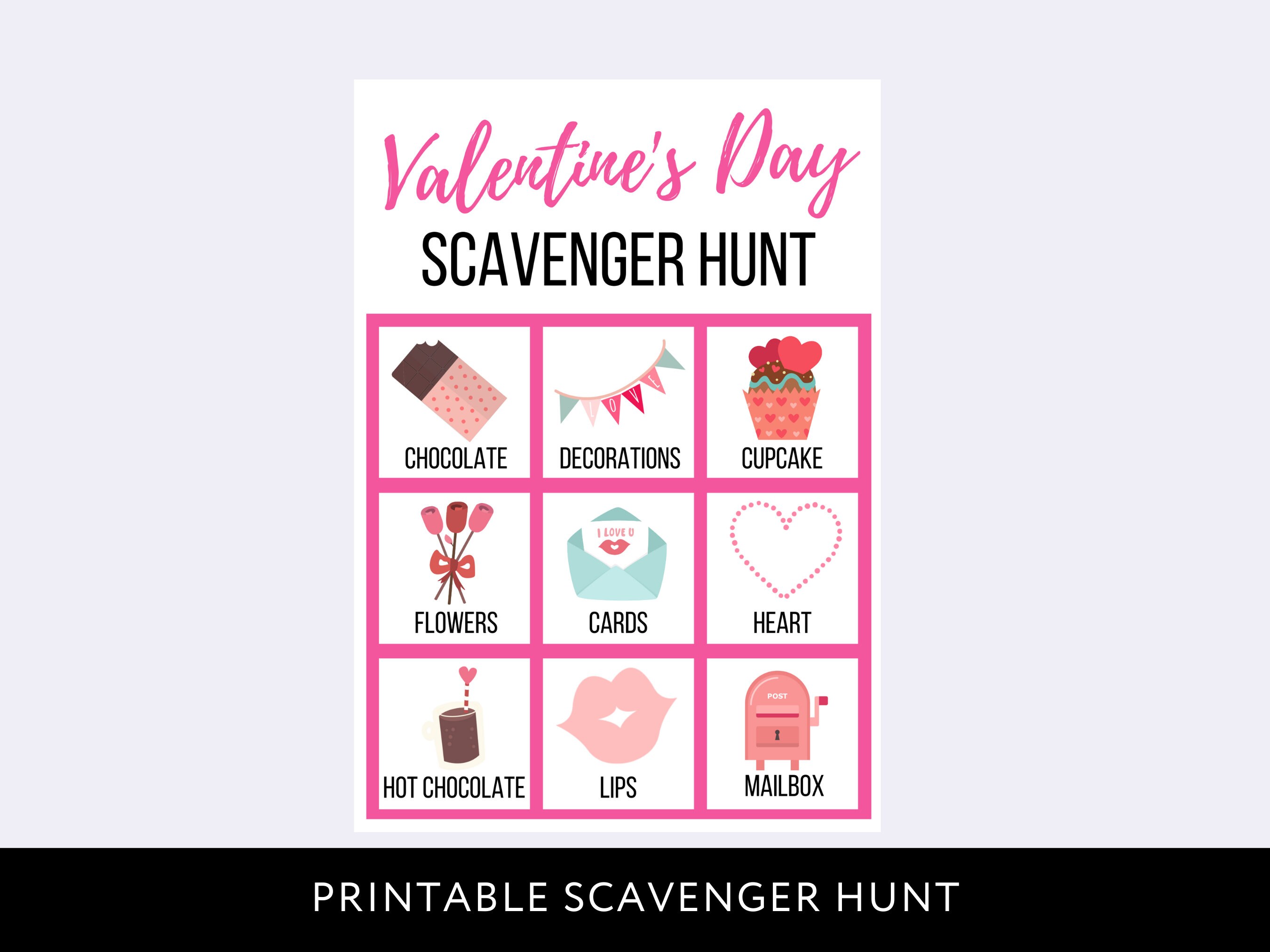 Valentine's Day Party Scavenger Hunt Printable for Kids - Etsy