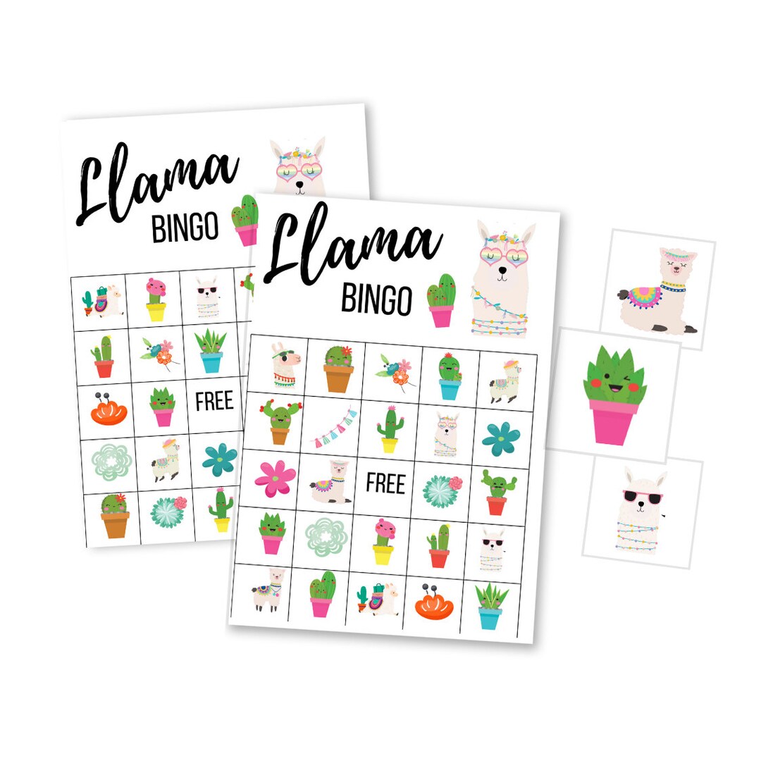 Printable Llama BINGO Game, Birthday Party Digital Download, Instant ...