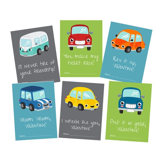 Car Valentines Day Card for Kids Boy Printable Valentines | Etsy