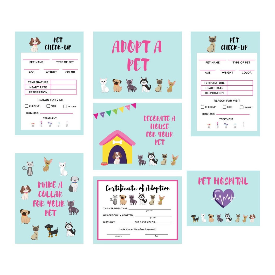 Adopt a Pet Party Printables Cat Party Adoption Certificate - Etsy