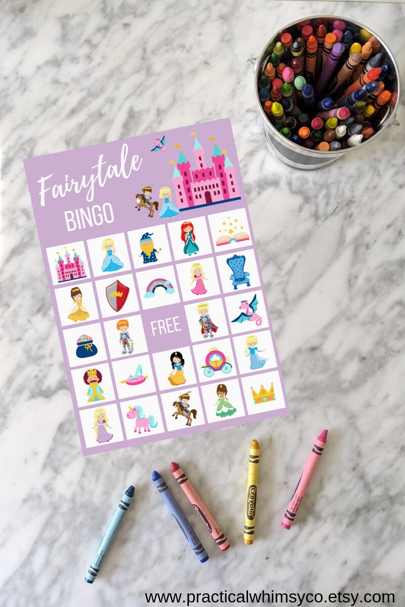 Princess BINGO Card Game, Cinderella Castle Party Game, Once Upon a ...