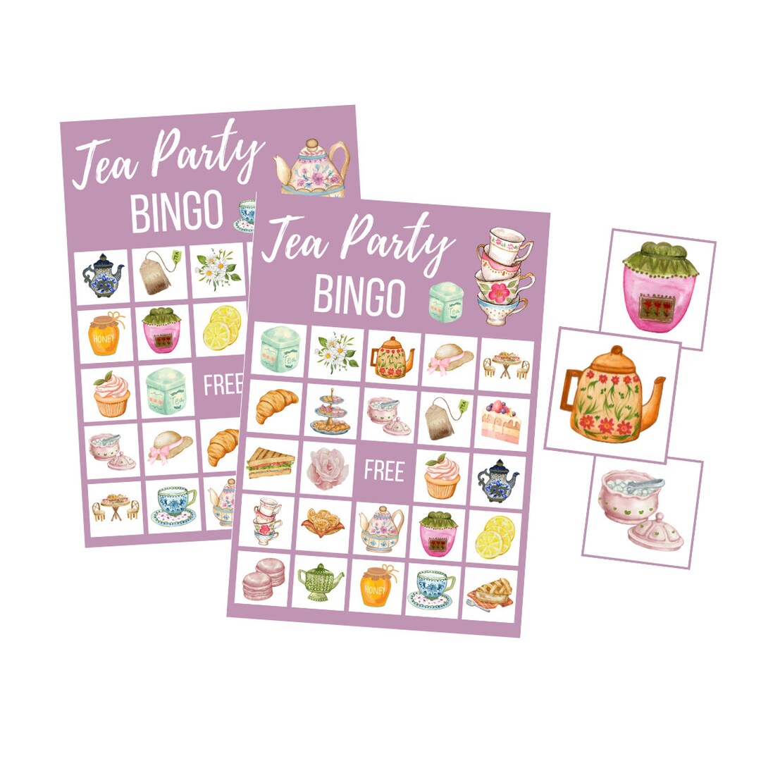 Tea Party BINGO Game, Printable Girl Birthday Party Digital Download ...
