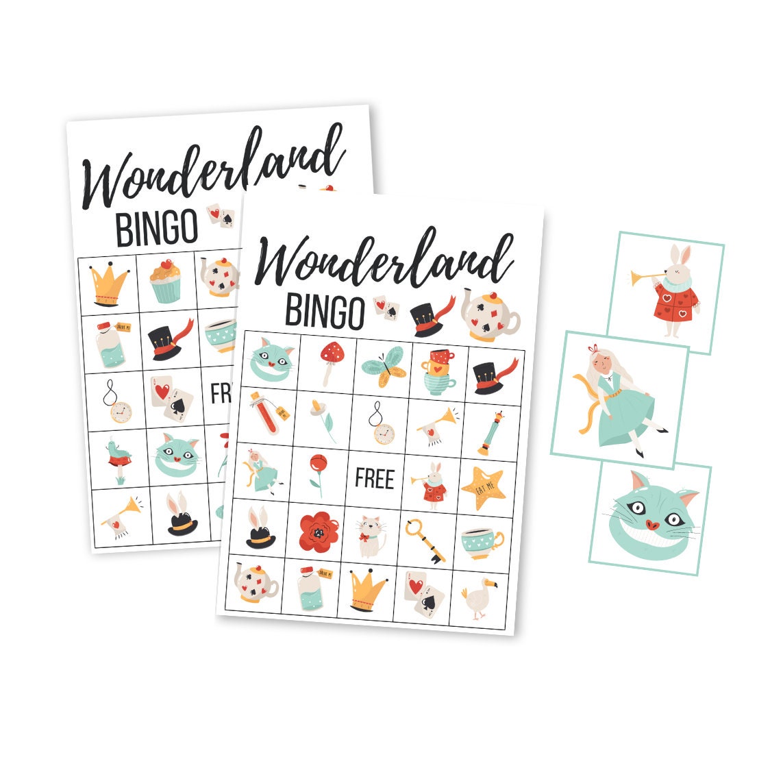Wonderland BINGO Game for Kids, Printable Bingo Digital Download, Alice ...