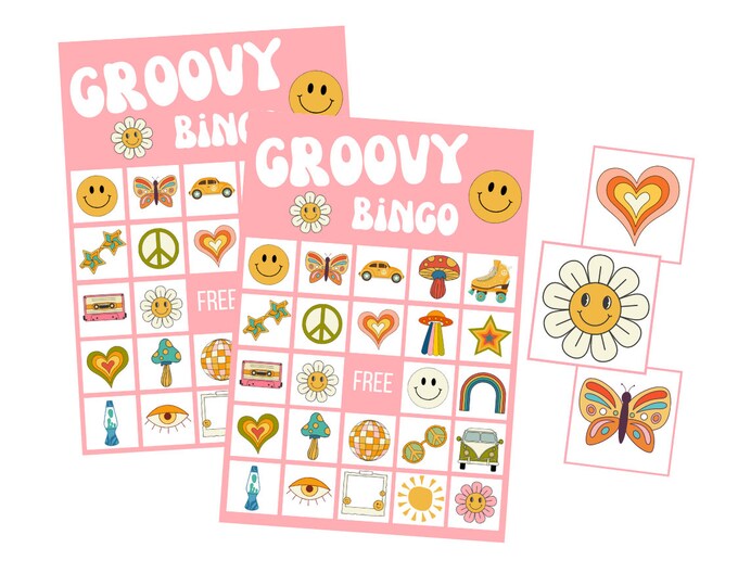 Groovy BINGO Game Printable, Dazed and Engaged, Retro Bachelorette ...