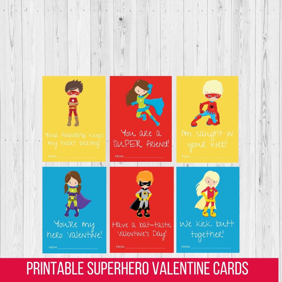 Superhero Valentines Day Card for Kids, Super Hero Printable Valentines ...